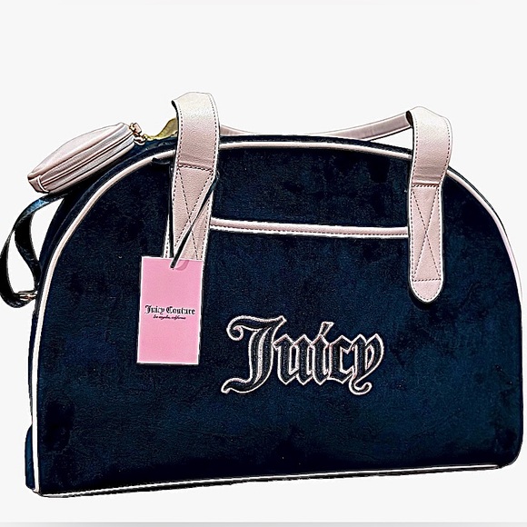 Juicy Couture | Bags | Juicy Couture Black Velour With Pink Queen Of ...